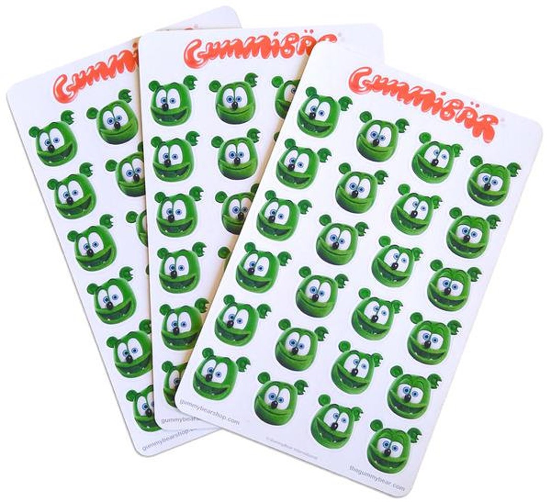 Gummibär (the Gummy Bear) Sticker Sheets ~ Smiling Face Stickers ~ 3 ...