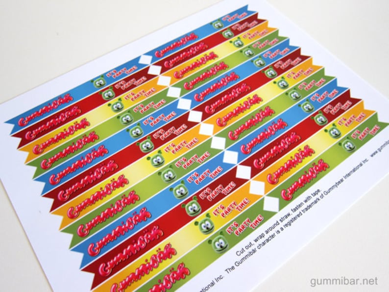 Gummibär the Gummy Bear Straw Flags Sheet of 24 Birthday Party - Etsy