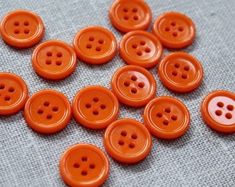 6 Vintage Plastic Orange Buttons 15mm - Etsy
