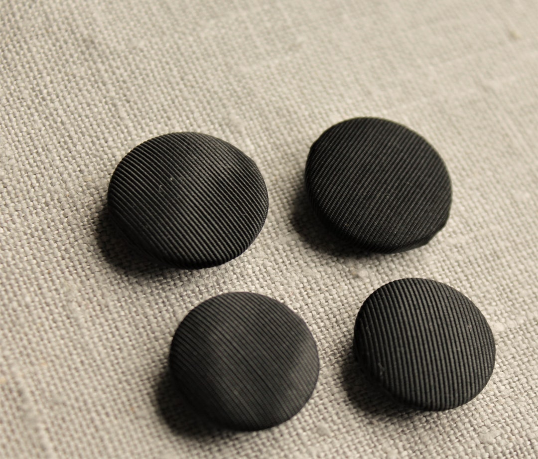 Vintage Black Fabric Buttons (set of 4 Pcs) - Etsy