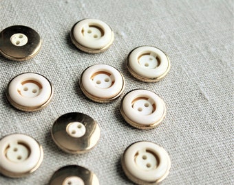 1 7/8 White & Gold Button Plastic/metal Sewing Buttons - Etsy