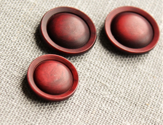 Vintage Dark Red Buttons From the 50's set - Etsy