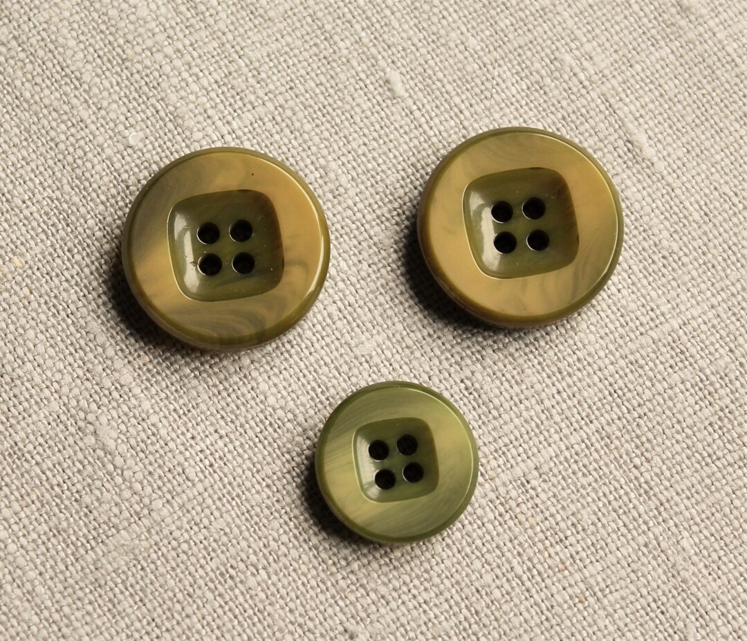 Vintage Olive Green Buttons (set of 3 Pcs) - Etsy