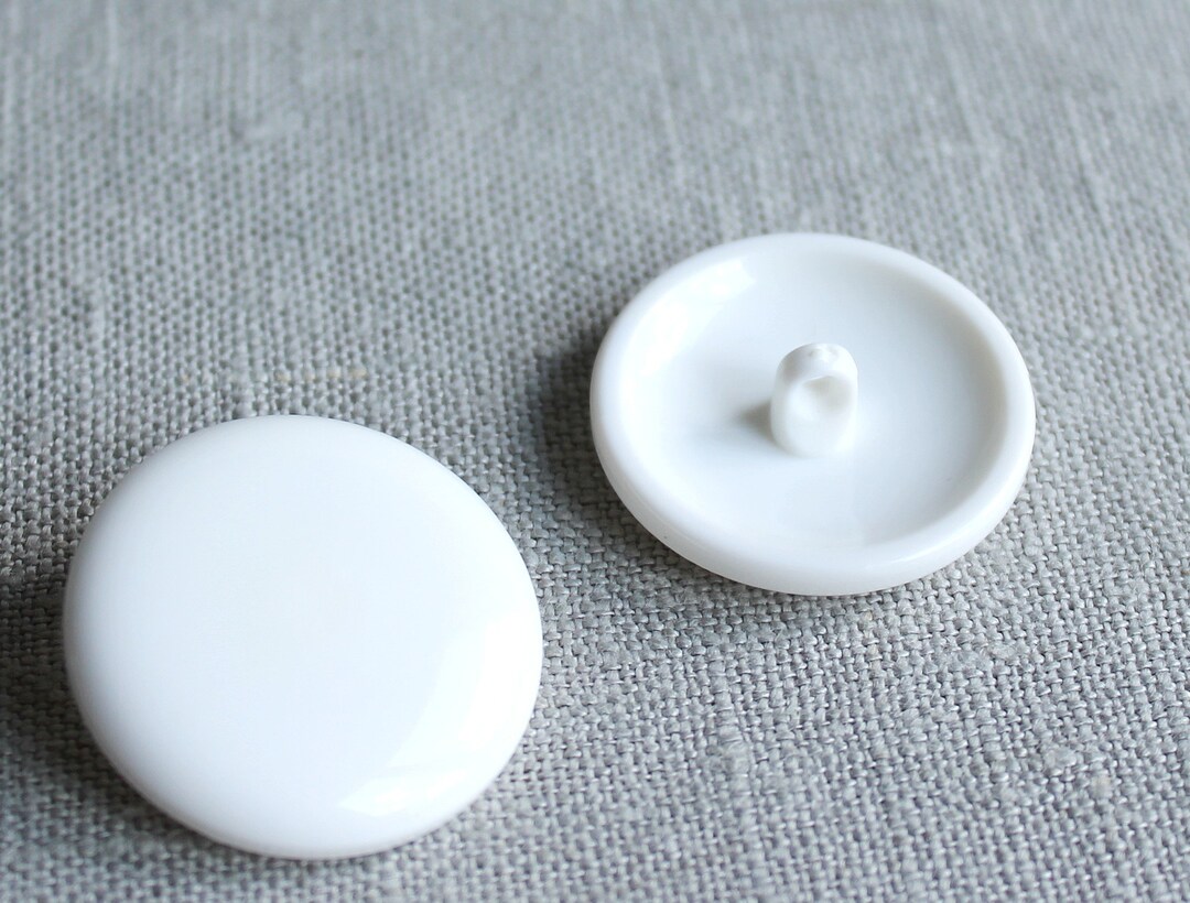 Vintage White Glossy Buttons - Etsy