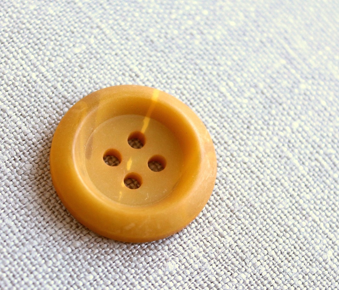 Vintage Large Yellow Button - Etsy