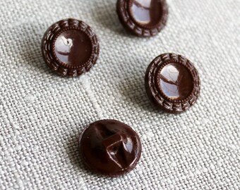 Original Vintage Buttons - Tan/light Brown Buttons, Set of 5 - 1 1/8 ...