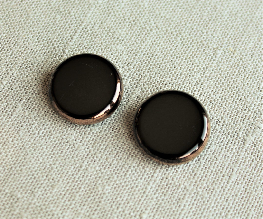 Vintage Glossy Black Buttons, 2 Pcs - Etsy