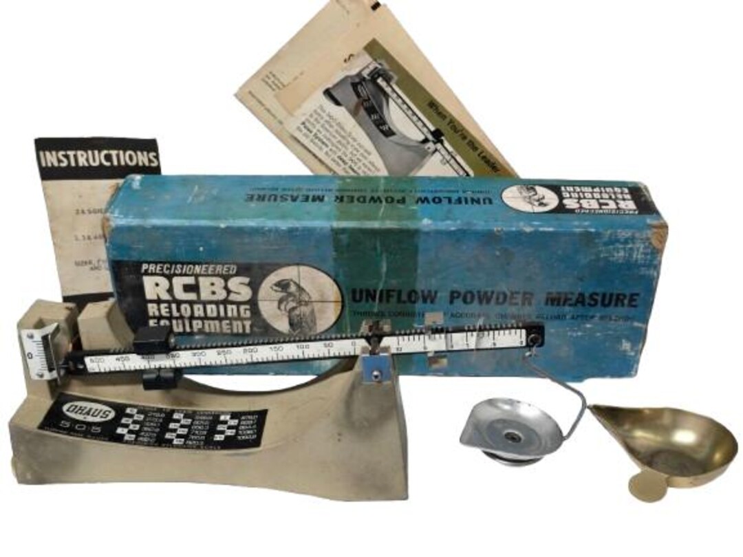 Vintage OHAUS 505 RCBS Reloading Balance Scale Uniflow Powder Measure ...