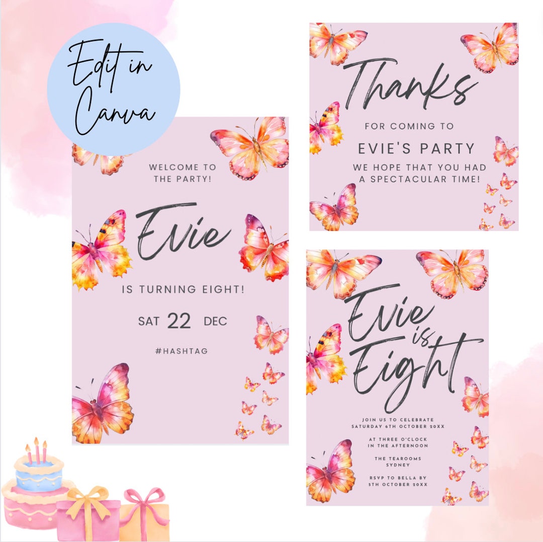Pink Butterfly Birthday Flutter Birthday Party Pack for the Best Kid ...