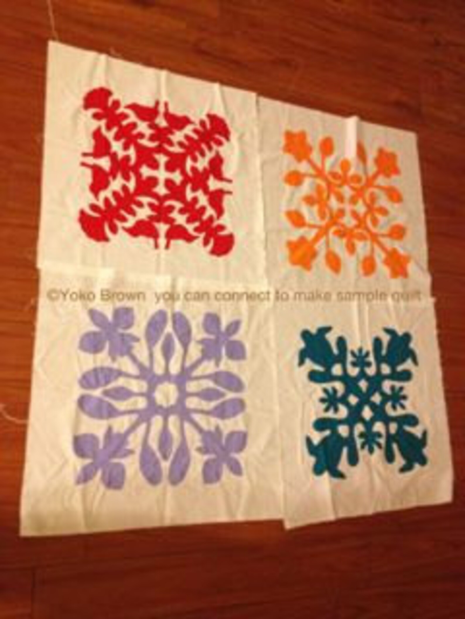 Hawaiian Quilt Pattern "honu & Beach Naupaka" 20 Inch X 20 Inch - Etsy