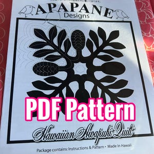 PDF! Hawaiian Quilt Pattern "awapuhi" - Etsy