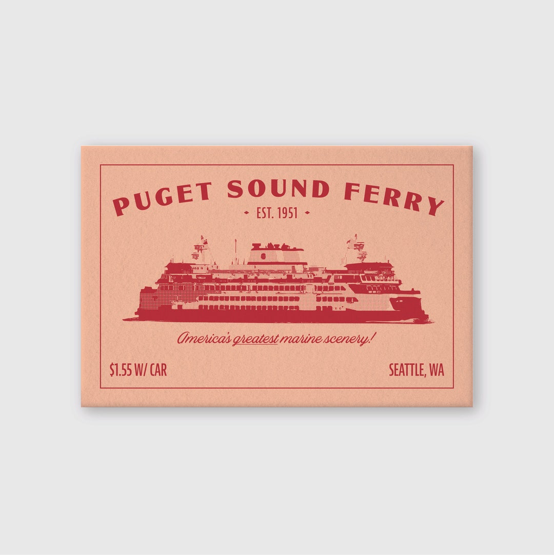 Puget Sound Ferry Letterpress Postcard - Etsy