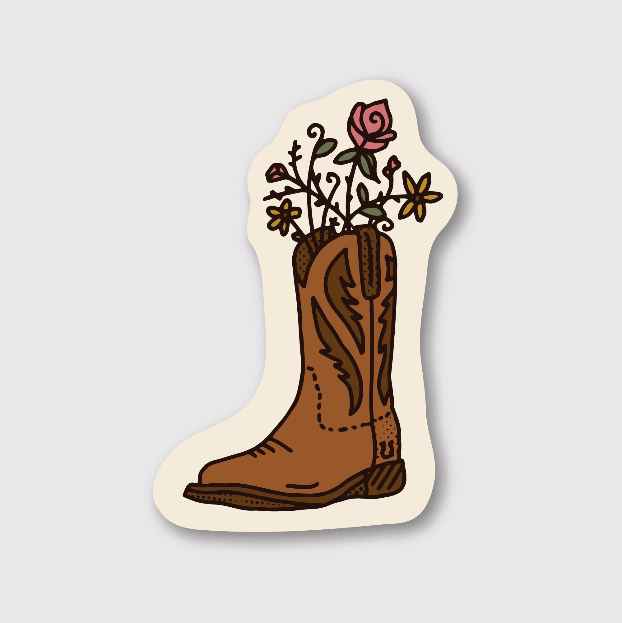 Floral Boot Sticker - Etsy