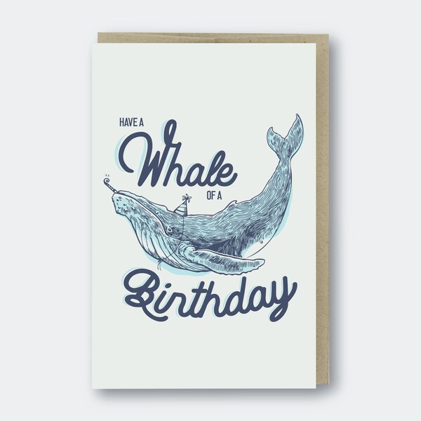 Whale Happy Birthday Card - Etsy