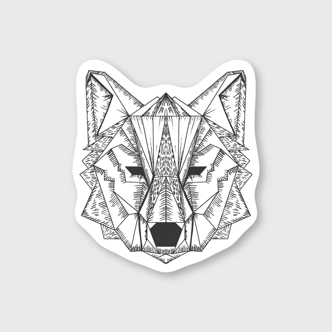 Geo Wolf Sticker - Etsy