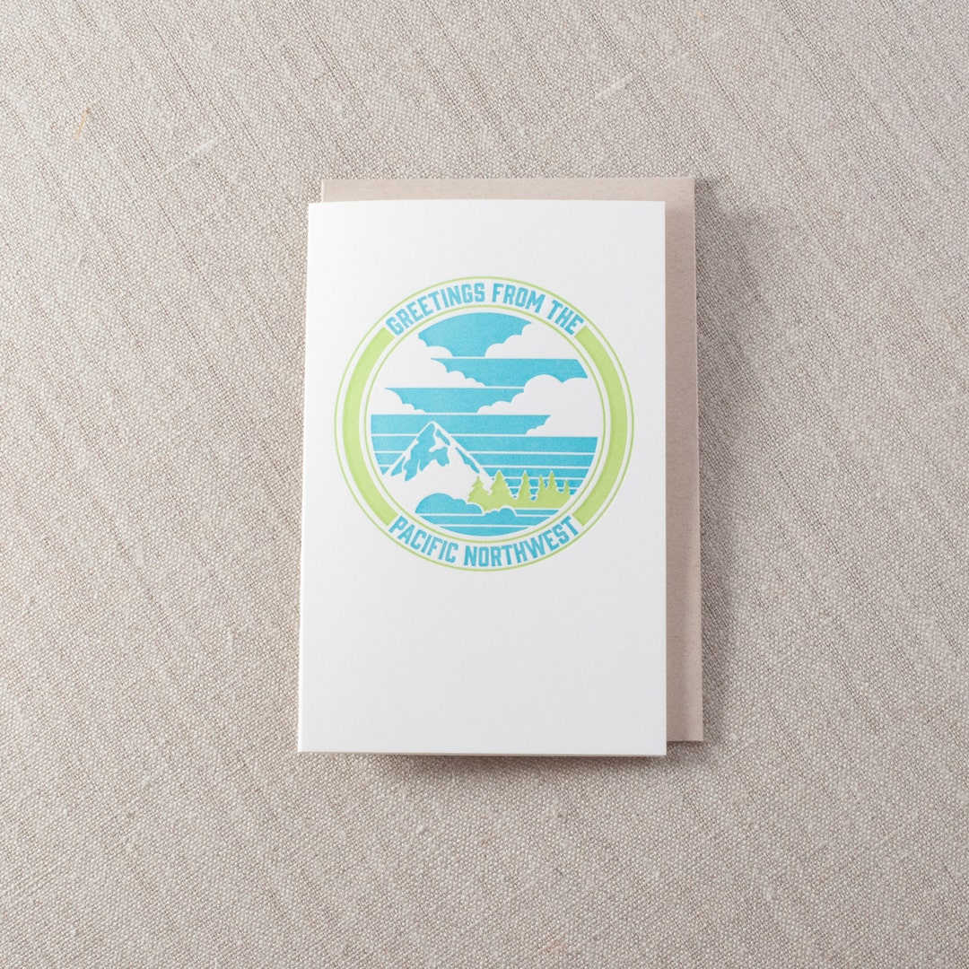 Greetings From the Pacific Northwest Letterpress Greeting Card - Etsy