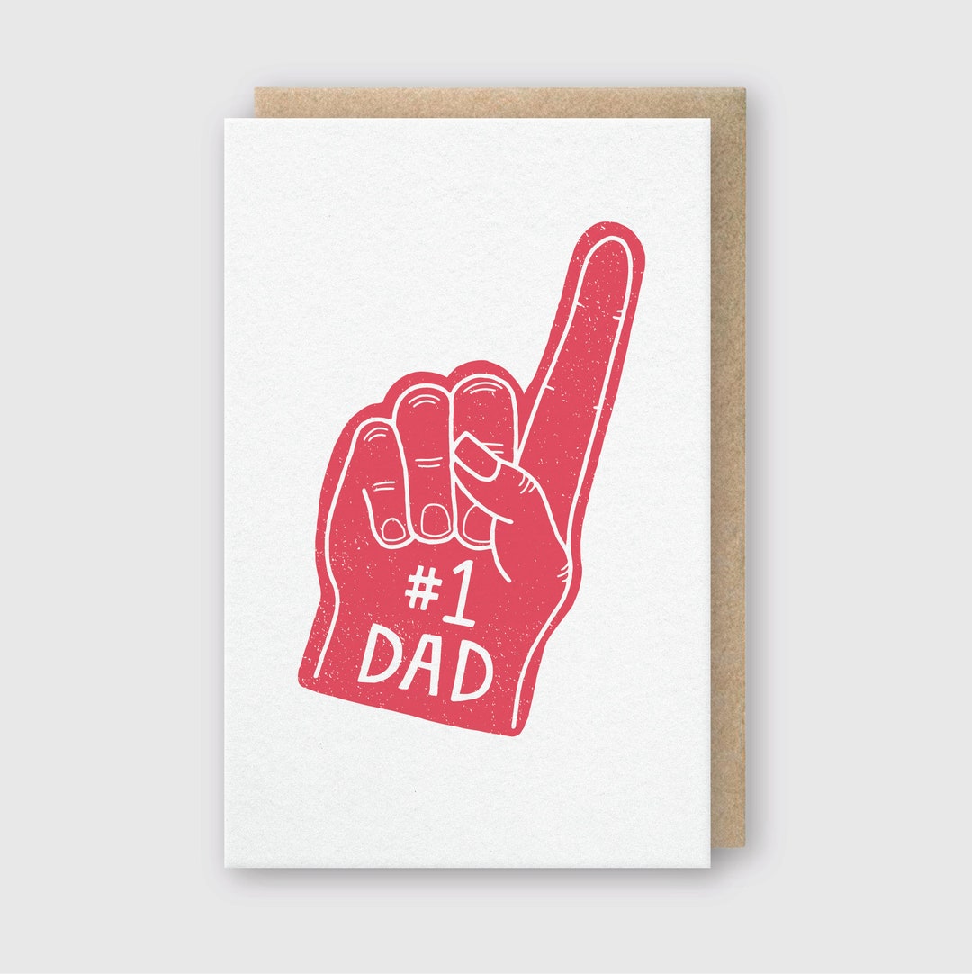 Number 1 Dad Foam Finger Letterpress Greeting Card - Etsy