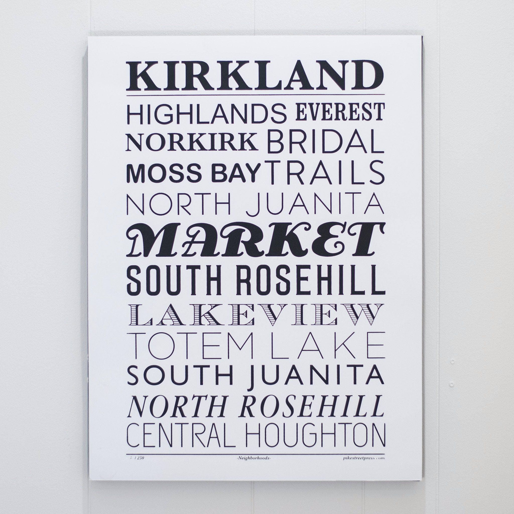 Kirkland Neighborhoods Large Print - Etsy