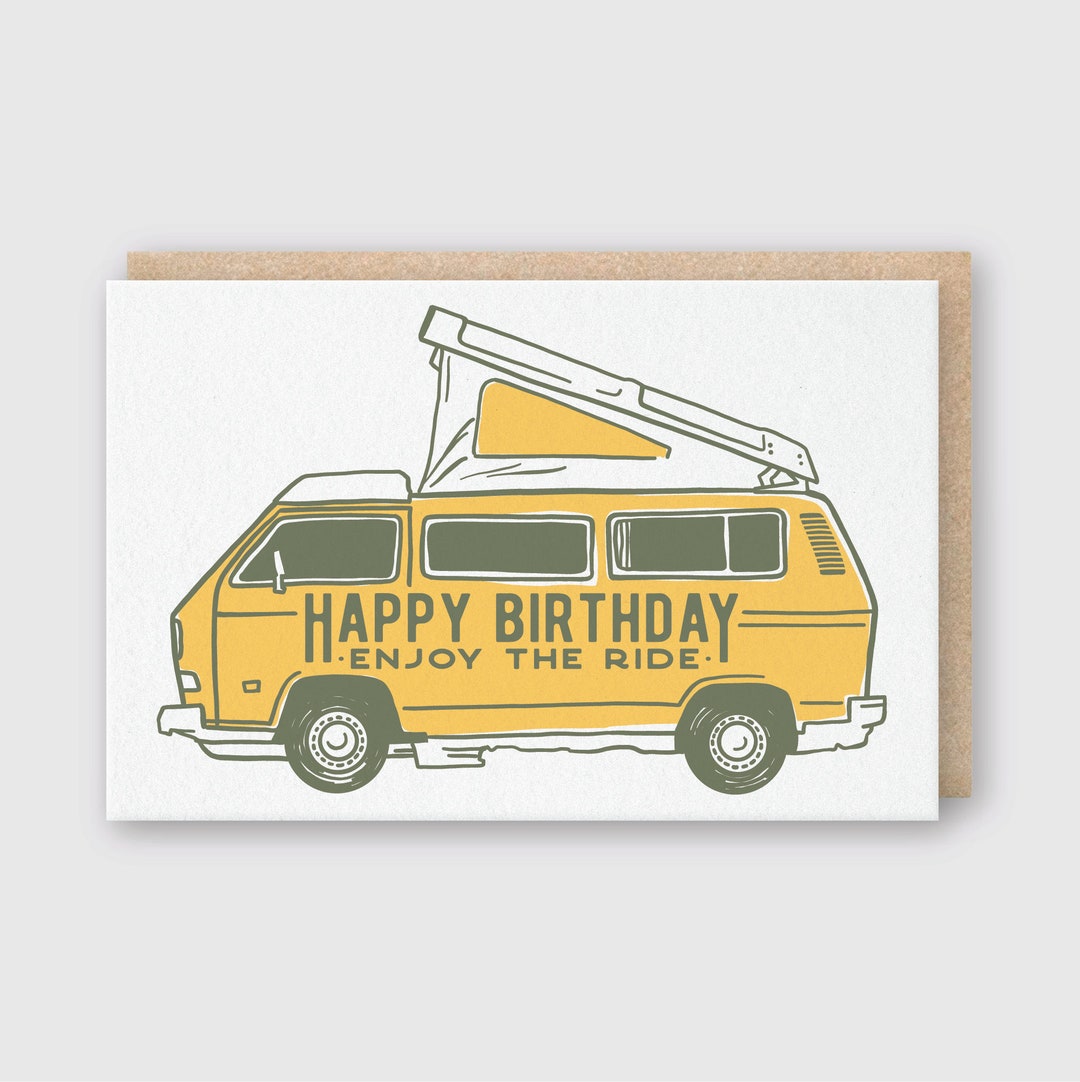 Camper Van Birthday Letterpress Card - Etsy