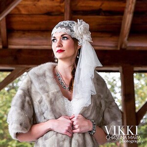 Ivory Beaded Juliet Cap Veil, Lace Juliet Veil, Flower Wedding Veil ...
