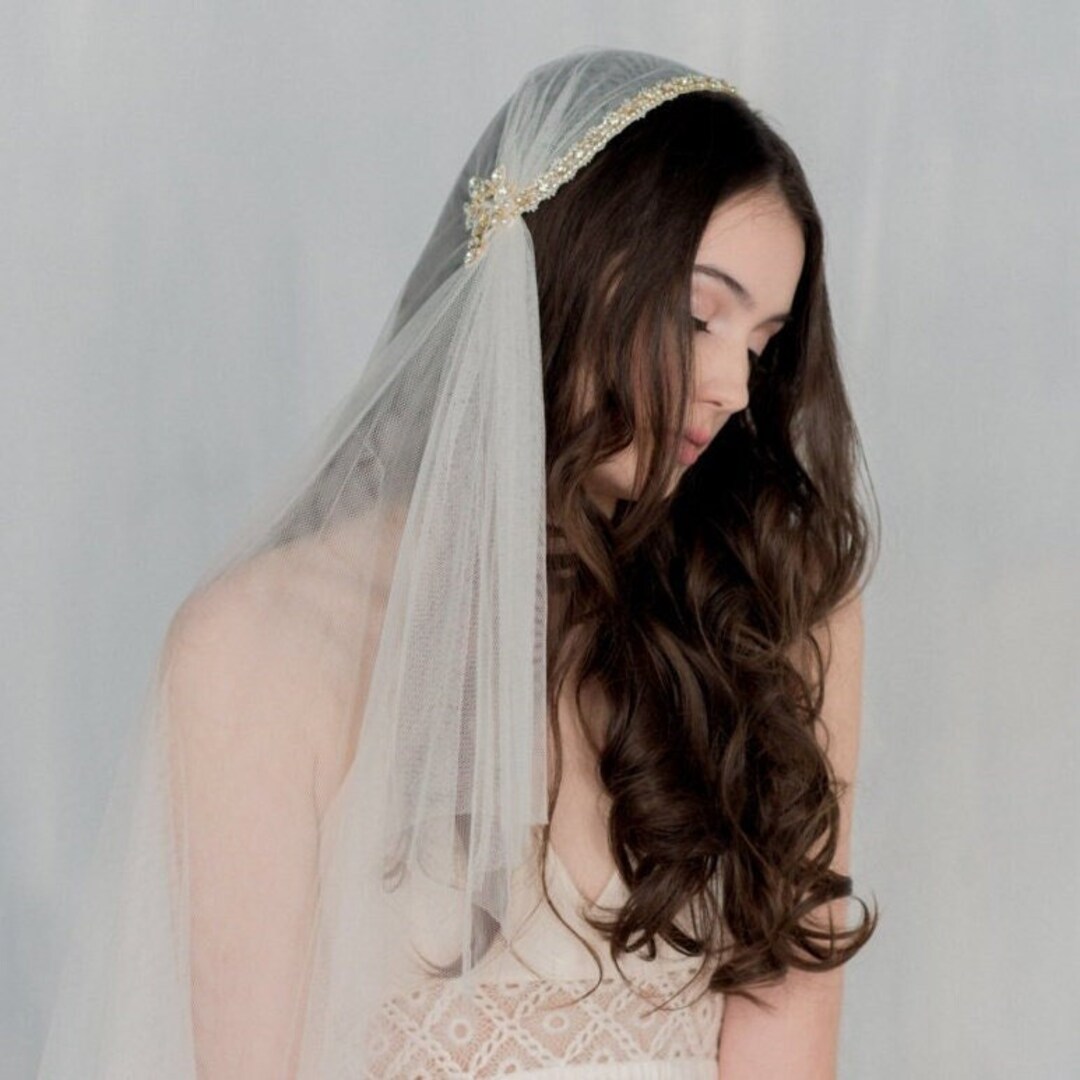 Crystal Juliet Wedding Veil: Beaded Lace Vintage Inspired Bridal Cap ...