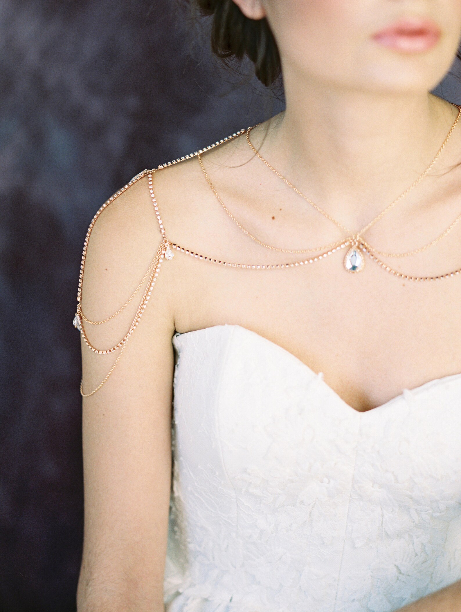 Gold Crystal Shoulder Necklace Rose Gold Shoulder Jewelry - Etsy Canada