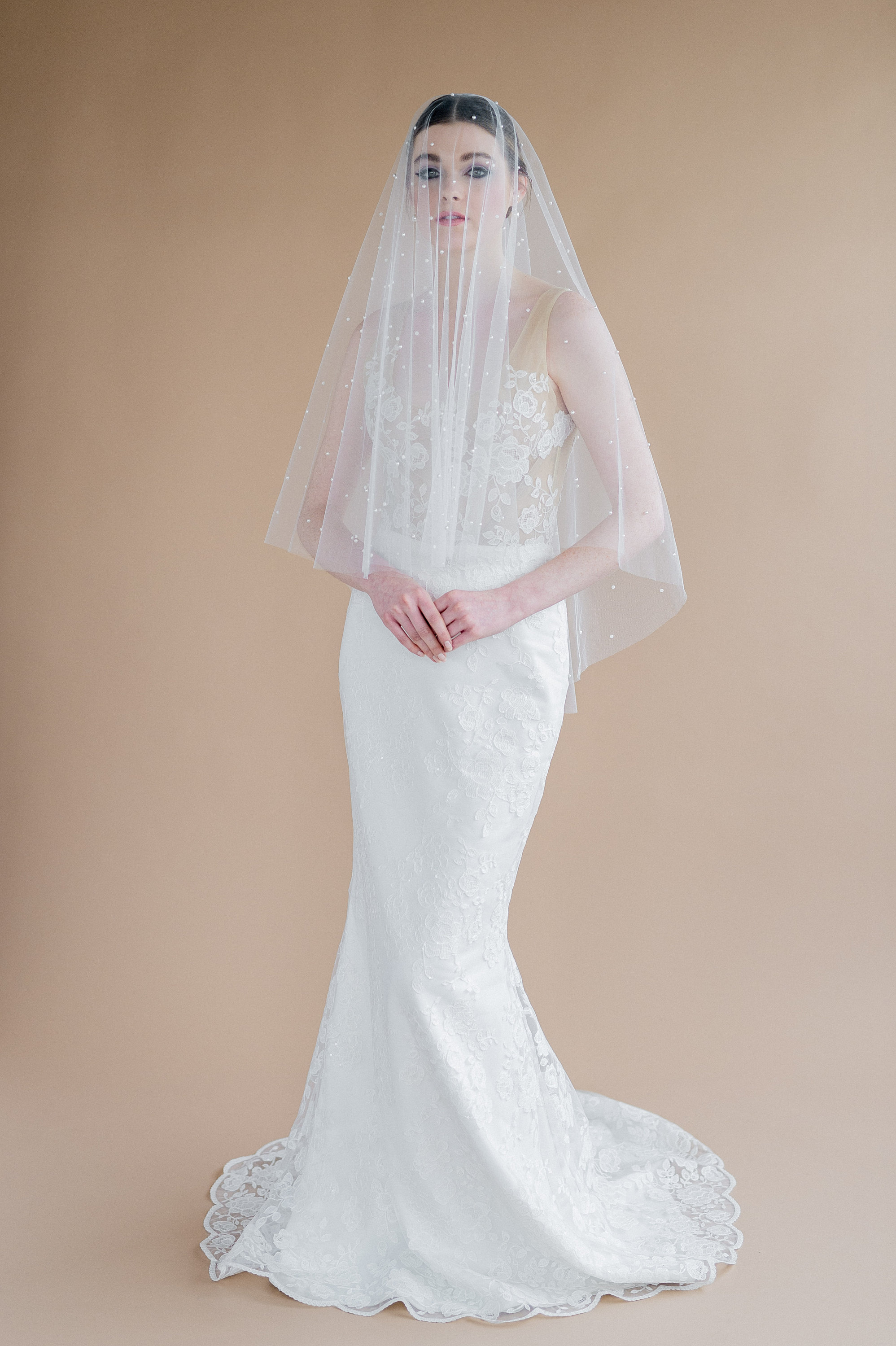 Ivory Drop Veil White Oval Cut Veil Pearl Chapel Wedding | Etsy