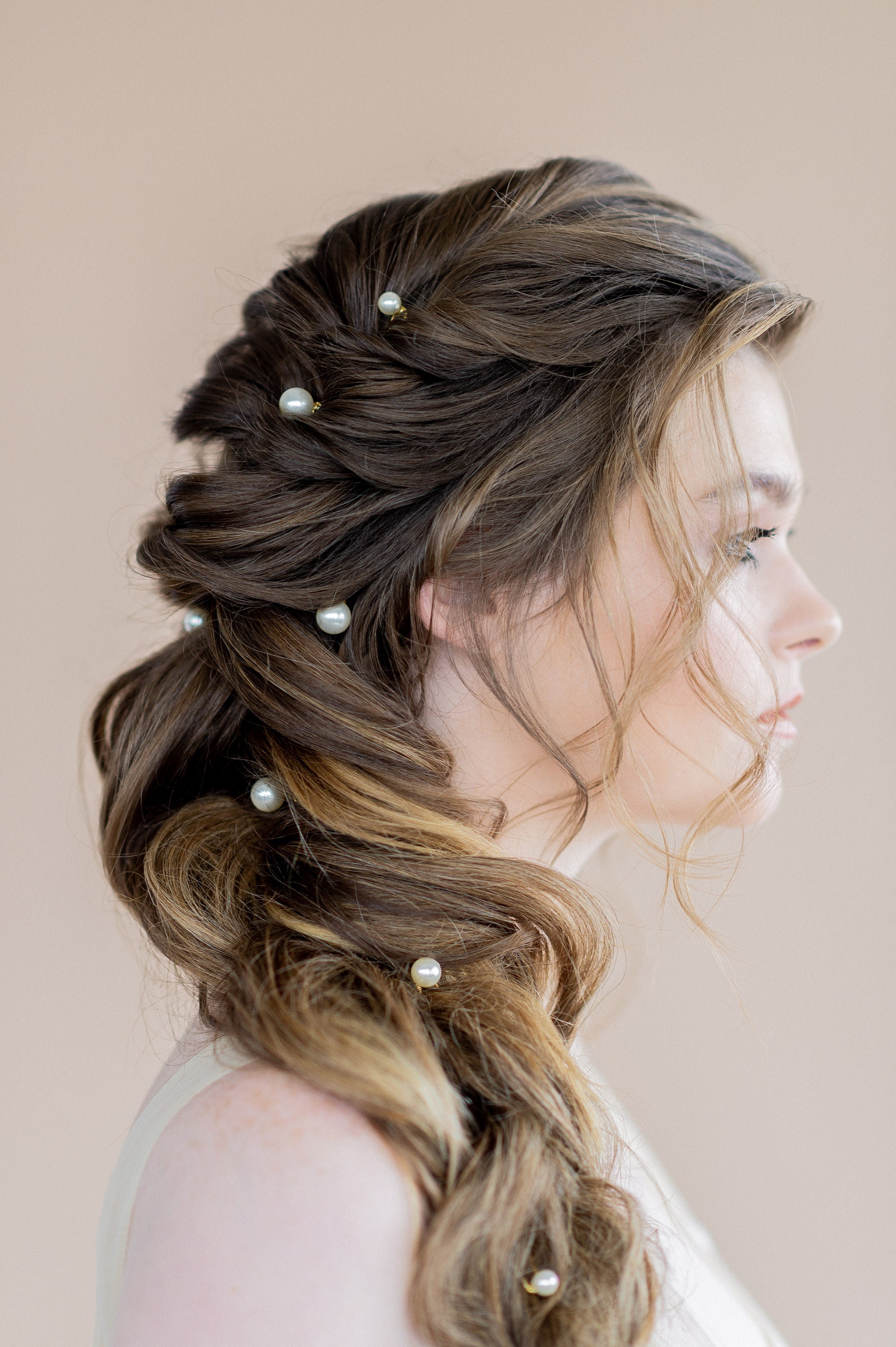 Gold Pearl Hair Pins Minimalist Bridal Hair Pin Set Modern | Etsy