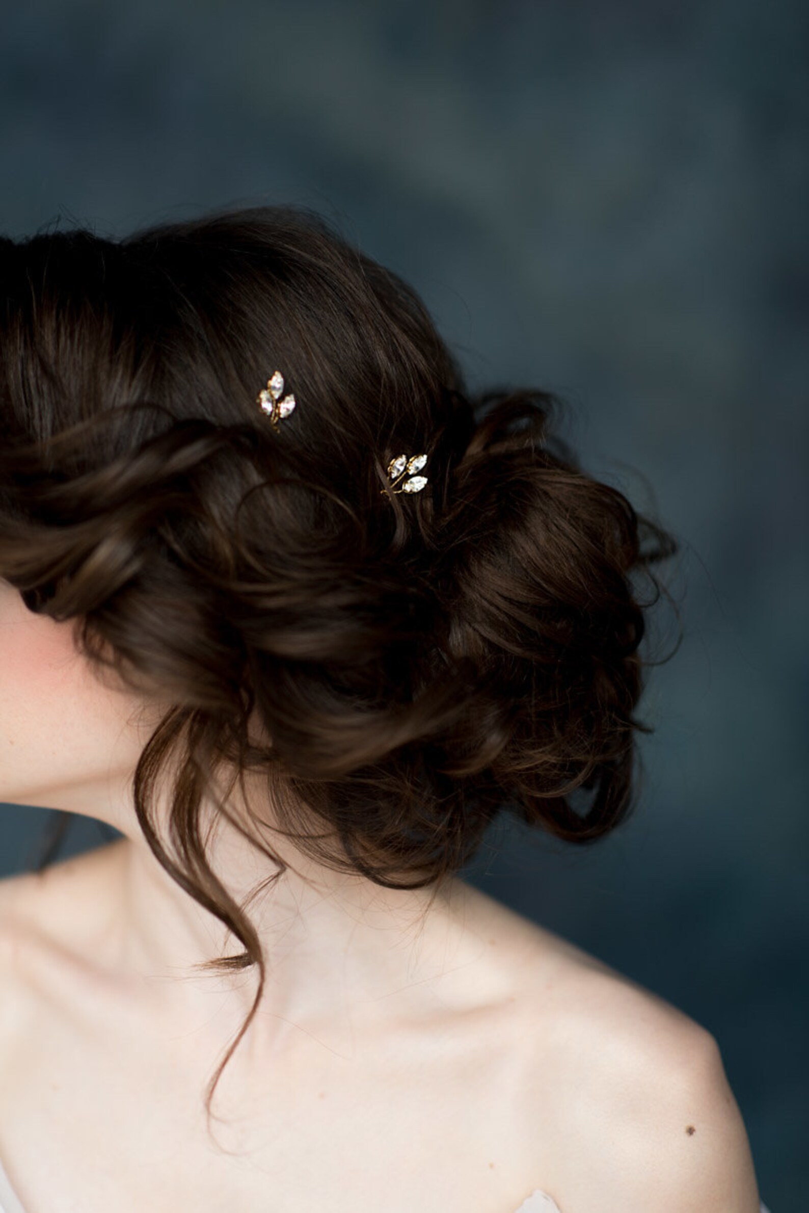 Gold Crystal Hair Pin Rose Gold Leaf Hair Pins Silver Hair | Etsy