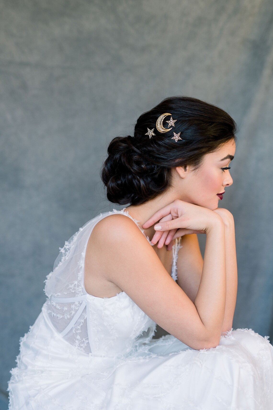 Silver Celestial Hair Pins Modern Bridal Hair Pin Set | Etsy