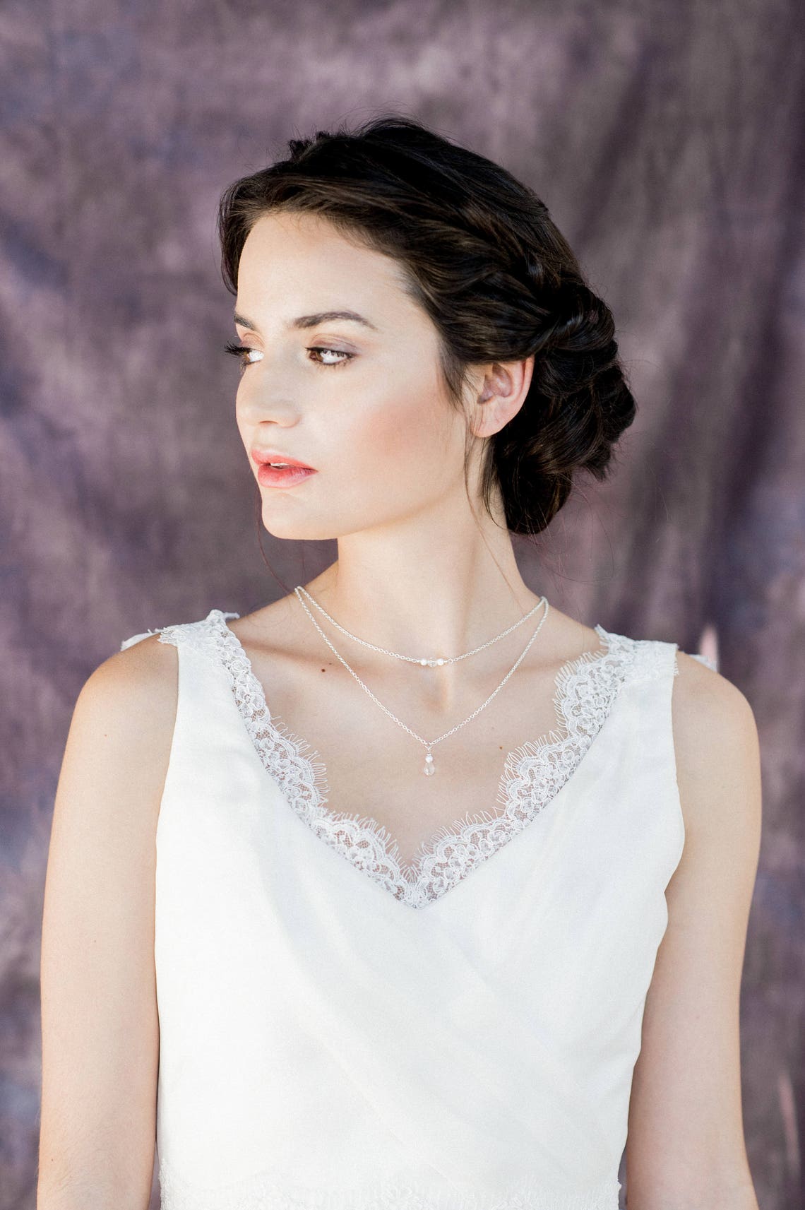 Silver Back Necklace Y Drop Back Chain Crystal Back Chain | Etsy