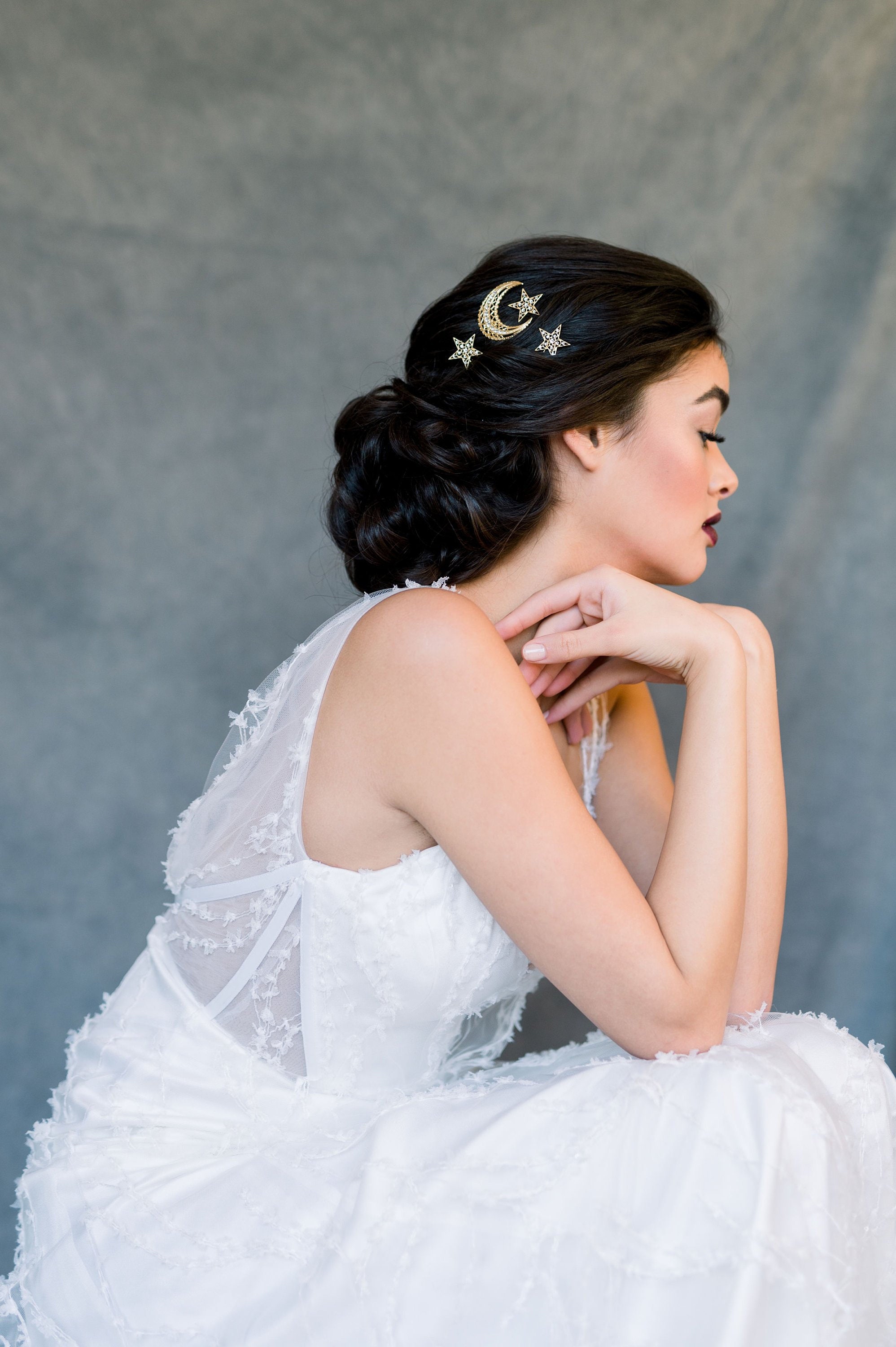 Silver Celestial Hair Pins Modern Bridal Hair Pin Set | Etsy