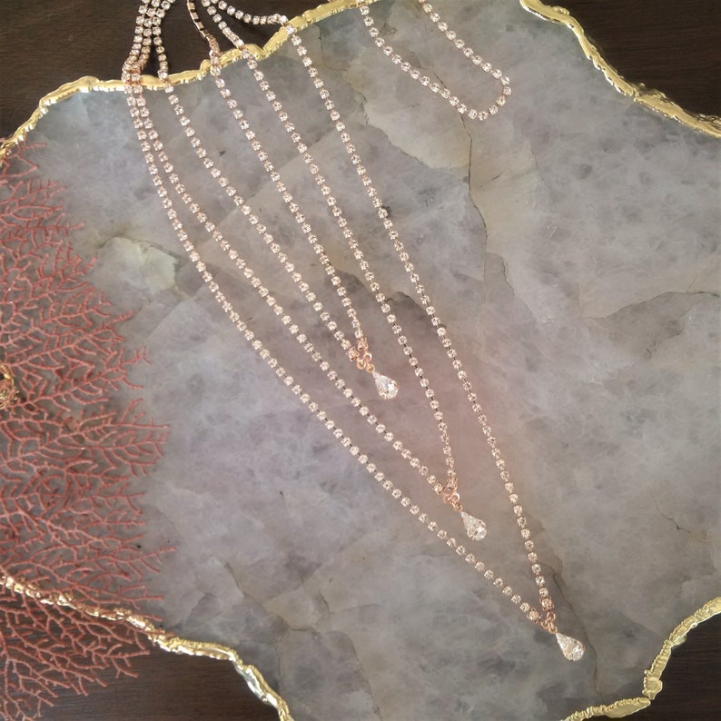 Silver Back Necklace Rhinestone Back Jewelry Tiered - Etsy