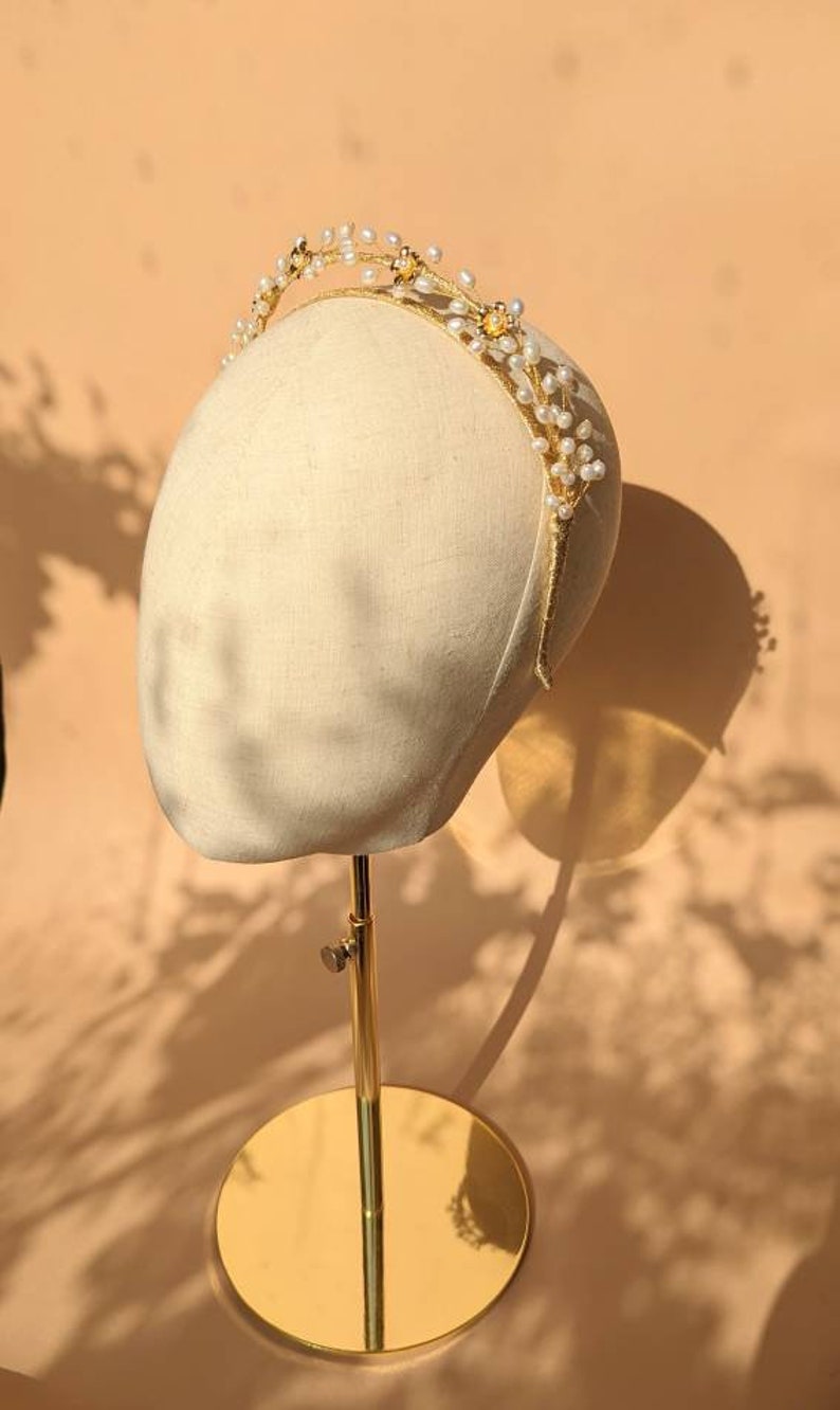 Delicate Pearl Crown Simple Bridal Tiara Gold Hair Vine - Etsy