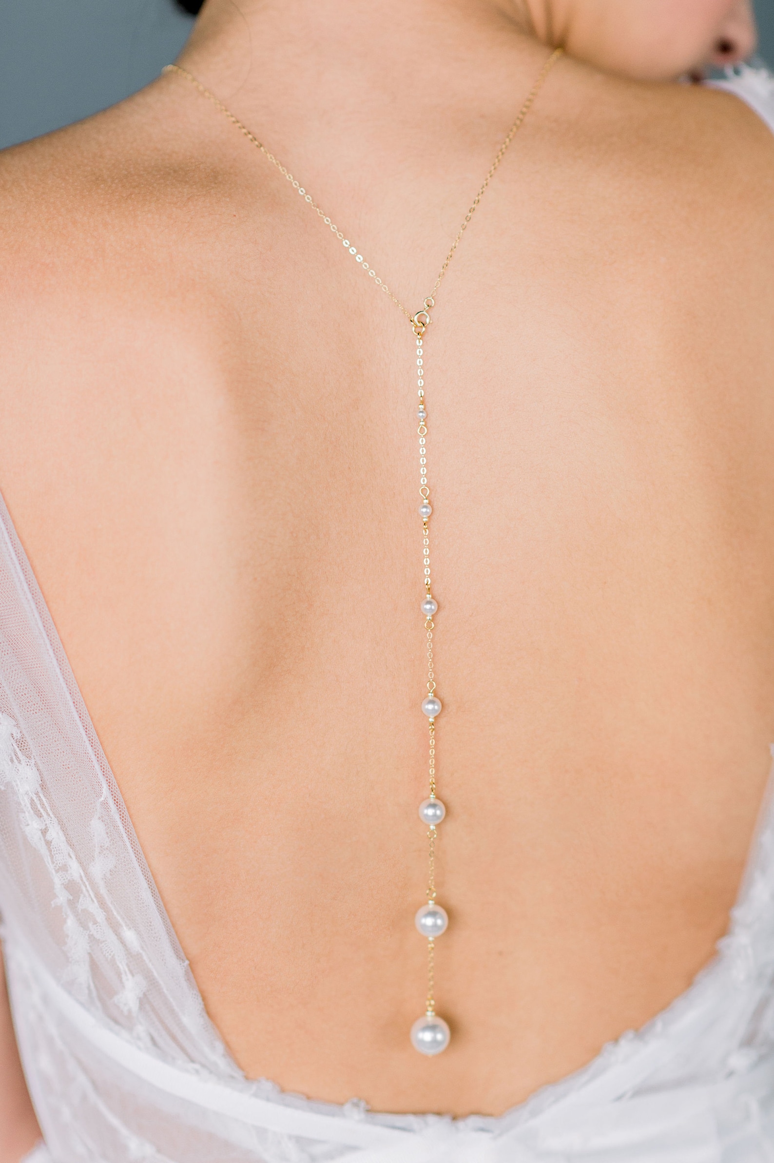 Pearl Drop Necklace Back Drop Jewelry Back Body Chain Pearl - Etsy