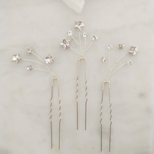 Gold Shooting Star Hair Pins, Silver Celestial Hairpins, Crystal Galaxy ...
