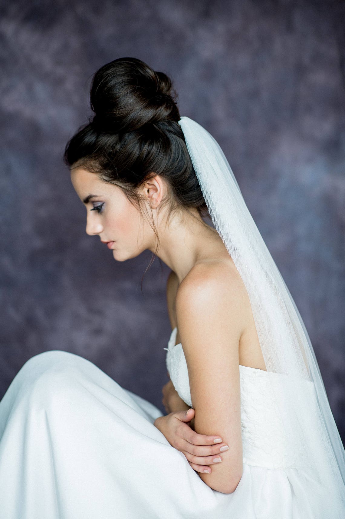 Soft Bridal Veil Narrow Wedding Veil Simple Veil Modern | Etsy