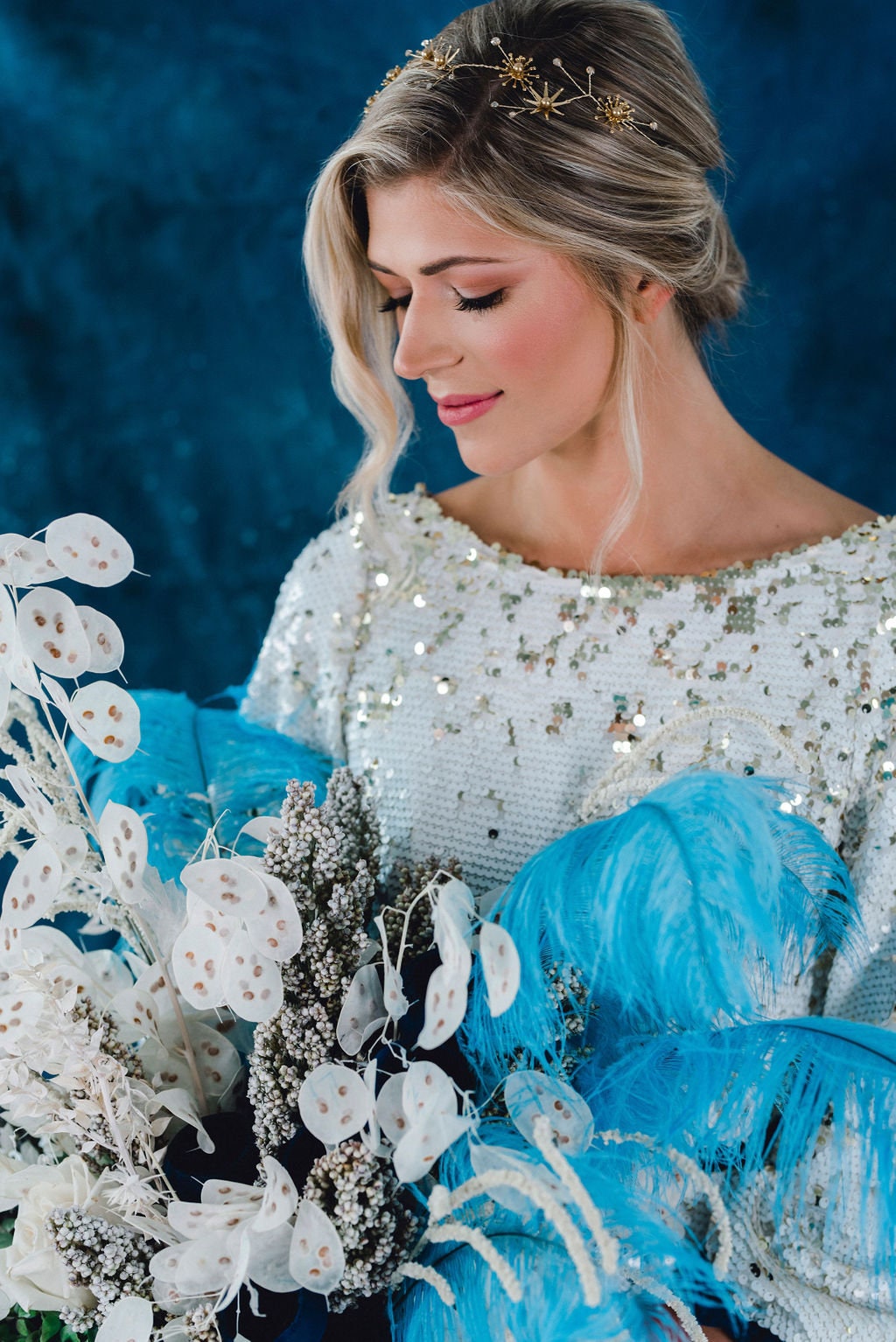 Gold Celestial Hair Vine Modern Bridal Star Headpiece Art | Etsy