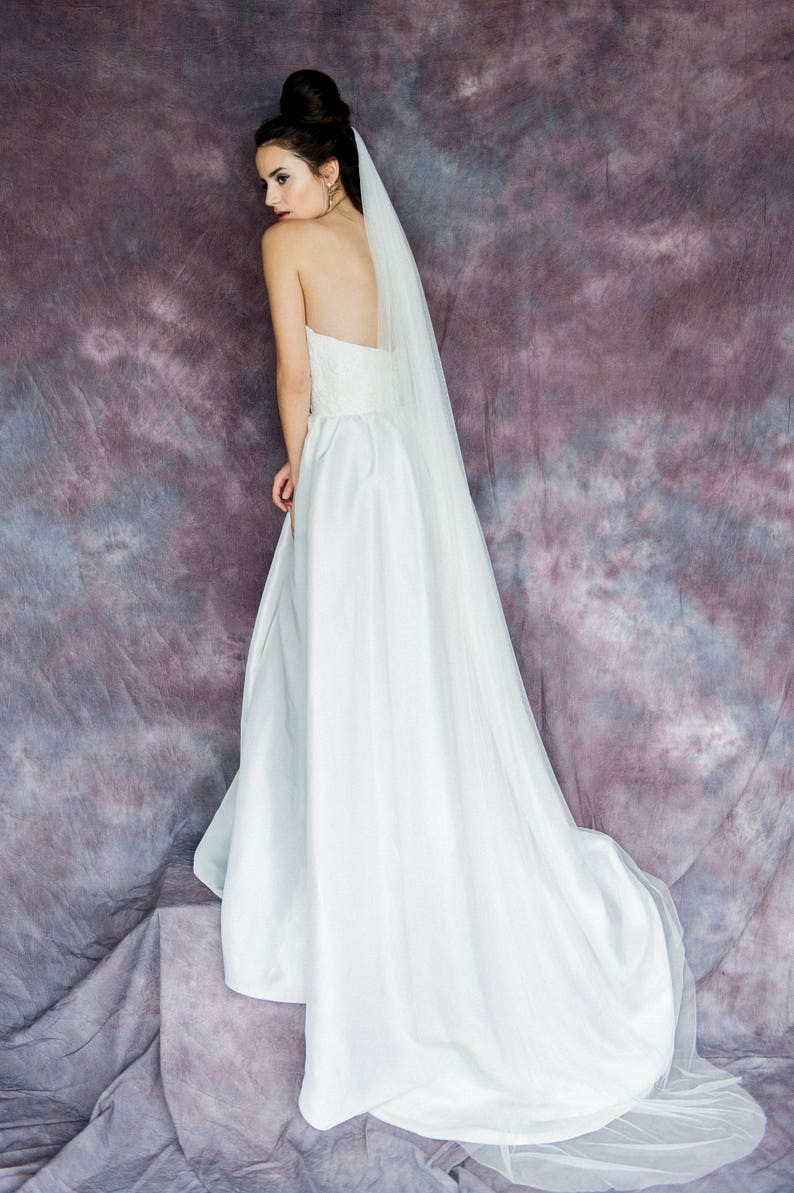 Soft Bridal Veil Narrow Wedding Veil Simple Veil Modern | Etsy