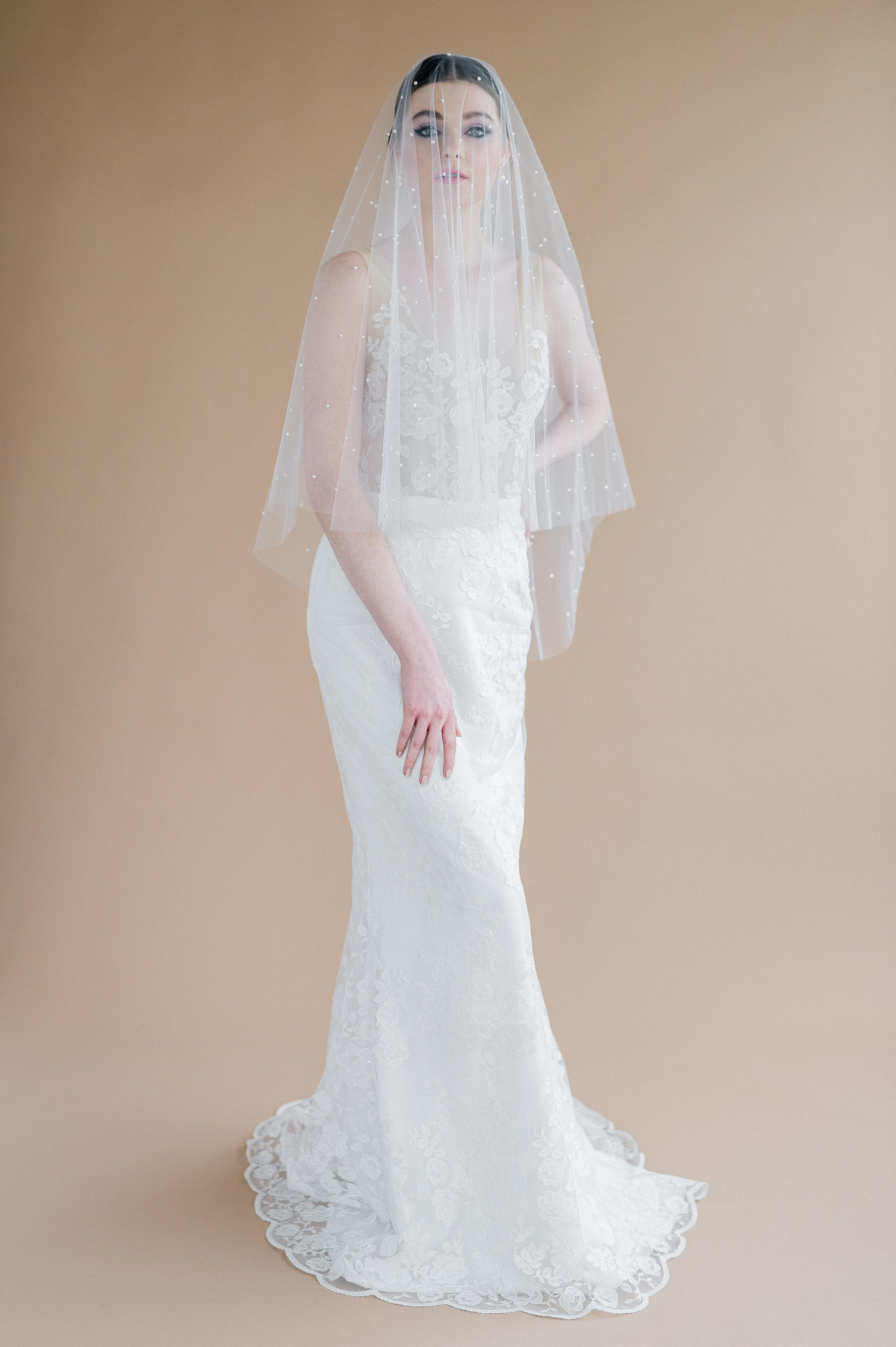 Ivory Drop Veil White Oval Cut Veil Pearl Chapel Wedding | Etsy