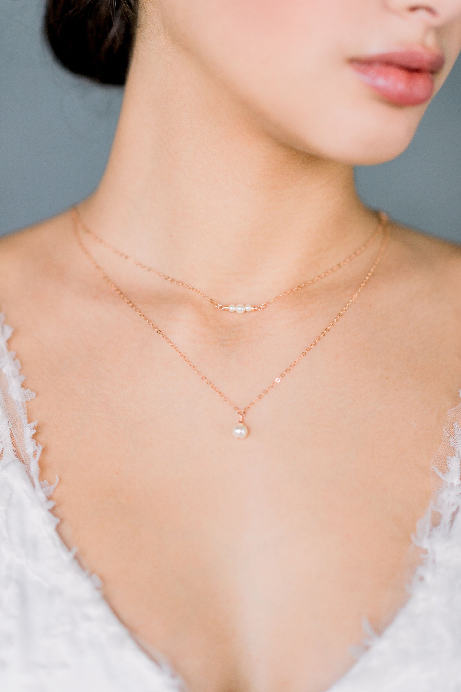 Minimal Pearl Open Back Necklace Silver Tiered Back Drop | Etsy