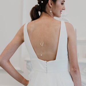 Silver Back Drop Necklace, Gold Y Back Jewelry, Rose Gold Open Back ...