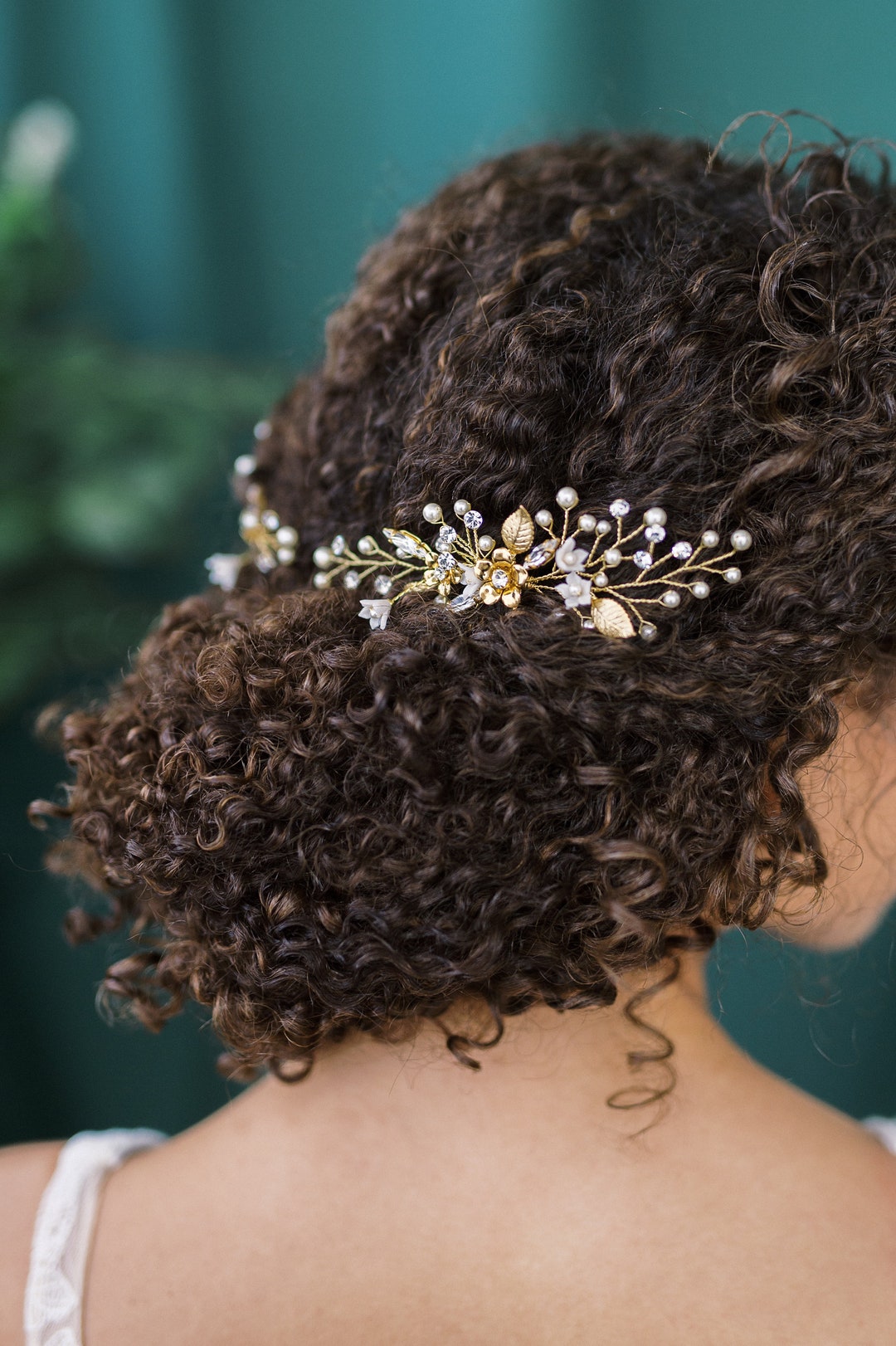 Gold Flower Hair Vine With Pearls: Silver Crystal Bridal Hair Comb ...