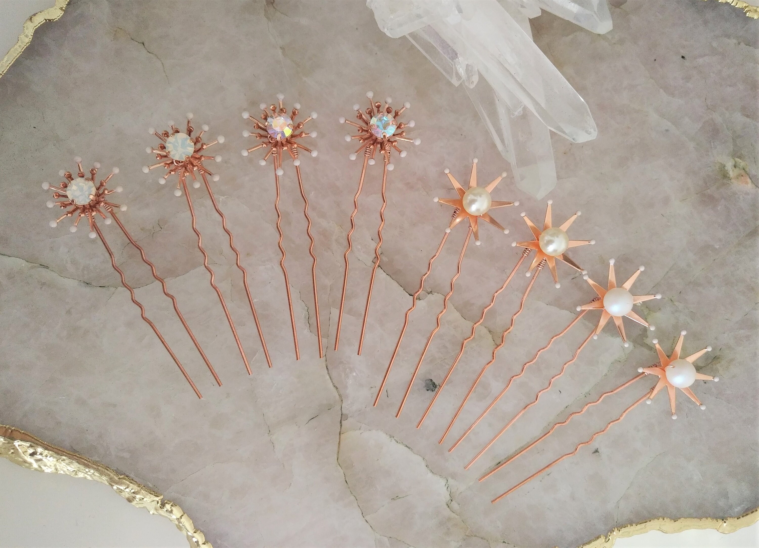 Celestial Star Hair Pins Gold Starburst Bobby Pins Pearl | Etsy