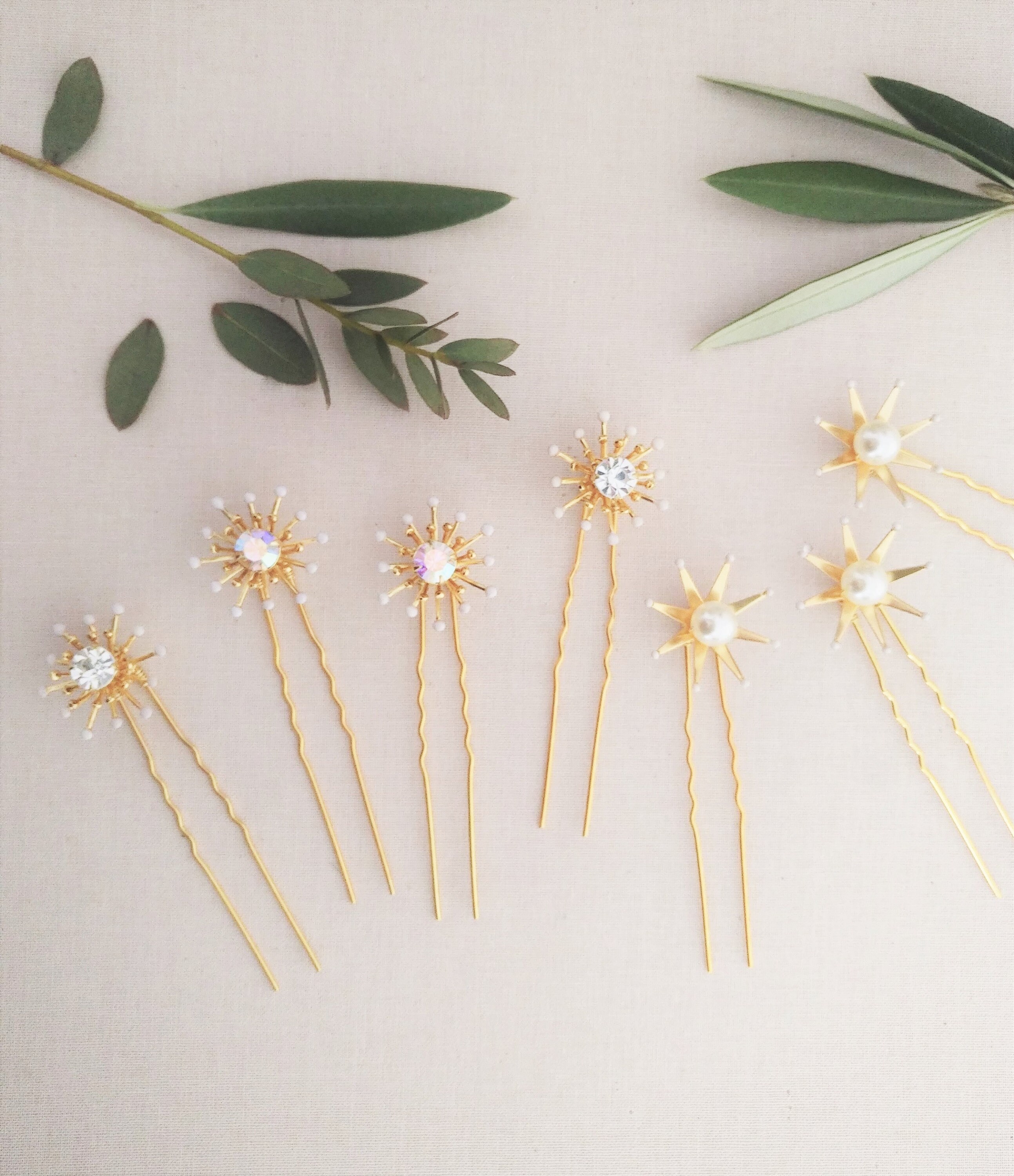 Celestial Star Hair Pins Gold Starburst Bobby Pins Pearl | Etsy