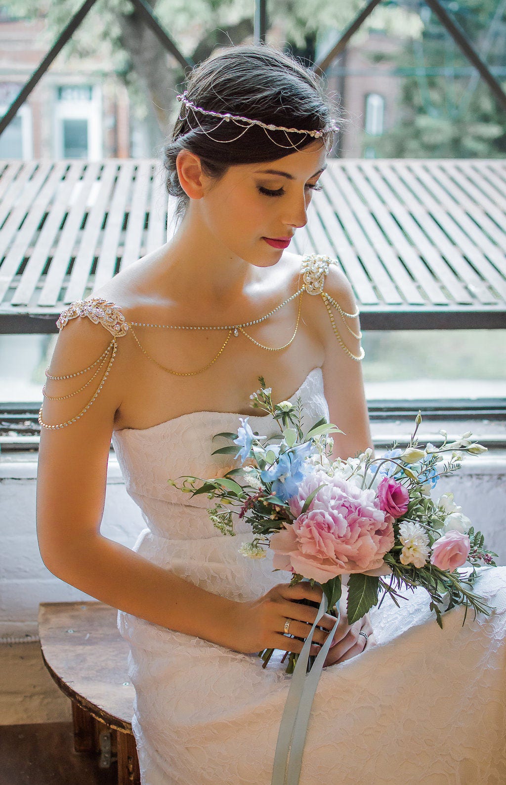 Bridal Shoulder Jewelry Boho Body Chain Lace Shoulder | Etsy