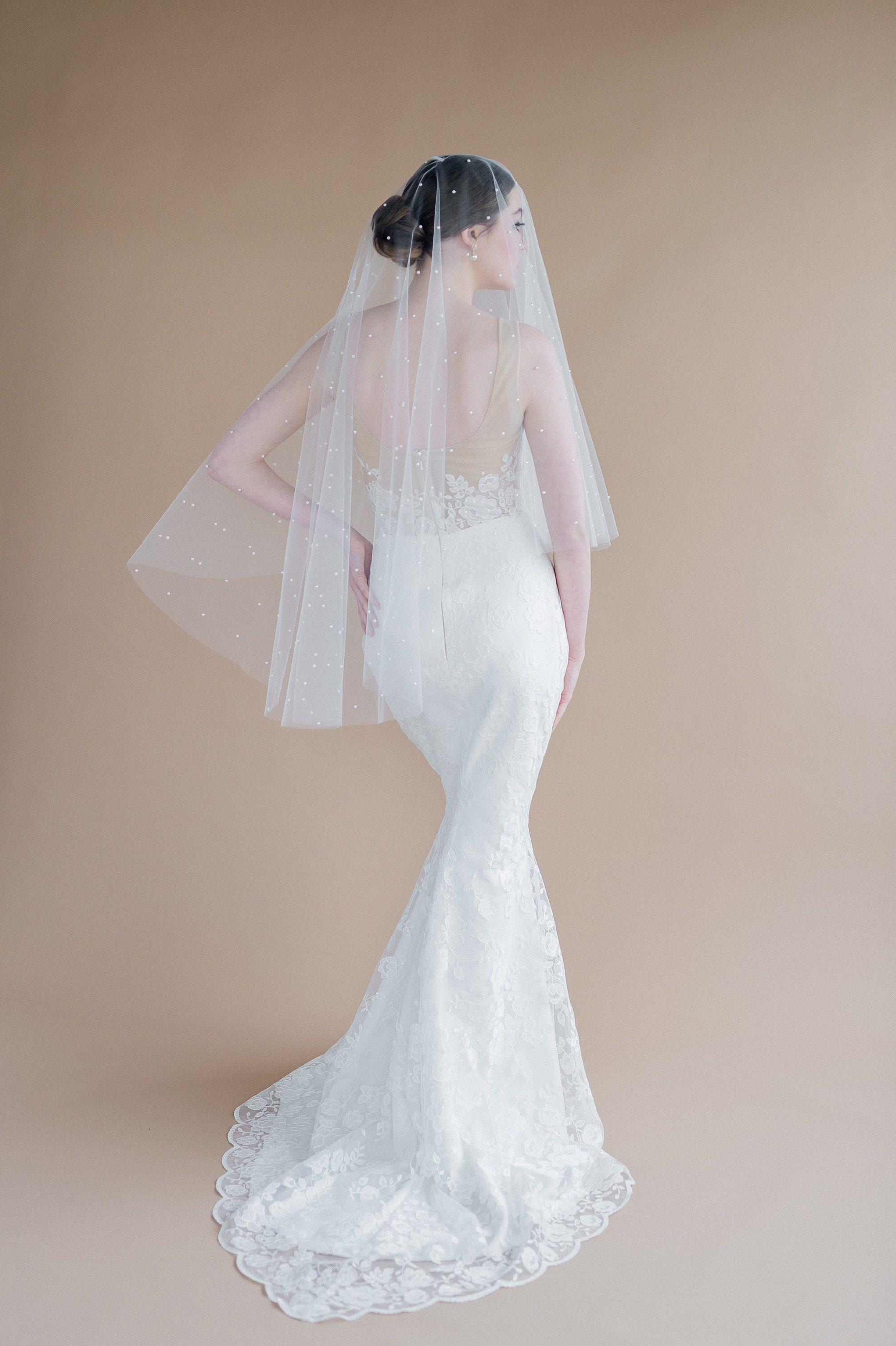 Ivory Drop Veil White Oval Cut Veil Pearl Chapel Wedding | Etsy