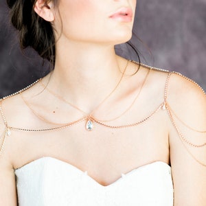 Gold Crystal Shoulder Necklace, Rose Gold Shoulder Jewelry, Silver ...
