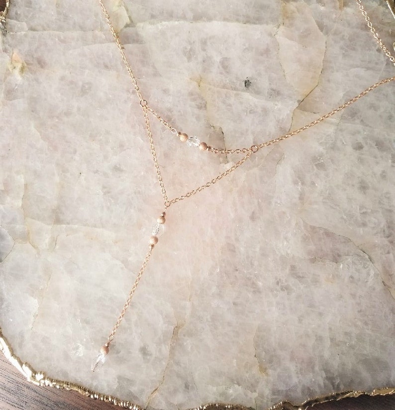 Silver Back Necklace Y Drop Back Chain Crystal Back Chain | Etsy