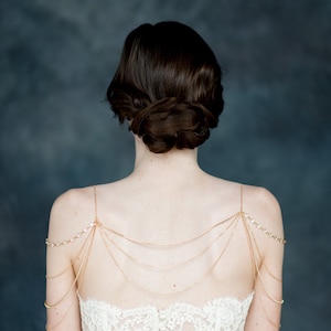 Rose Gold Shoulder Necklace, Crystal Shoulder Chain, Rhinestone Bridal ...